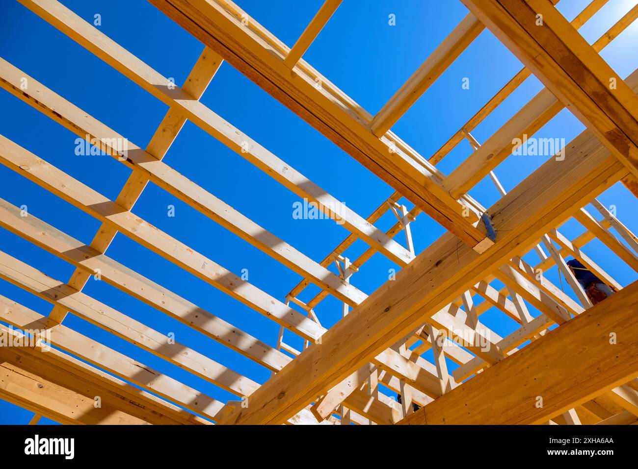New house was constructed utilizing ceiling rafter framework beams ...