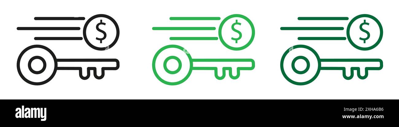 Key revenue icon Vector symbol or sign set collection in black and ...