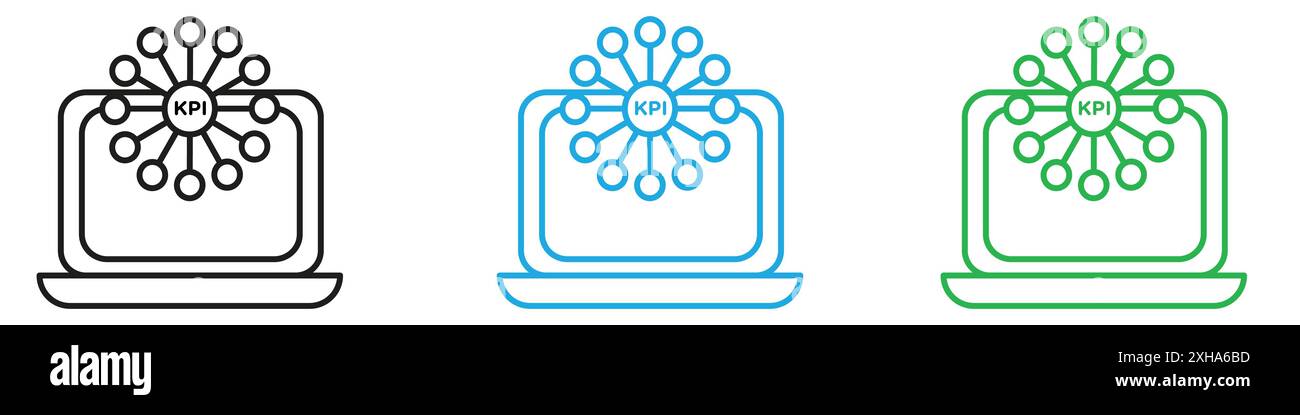 KPI icon Vector symbol or sign set collection in black and white ...