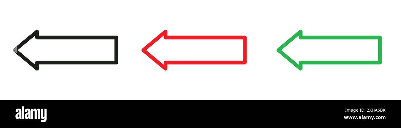 Left Arrow Vector symbol or sign set collection in black and white ...