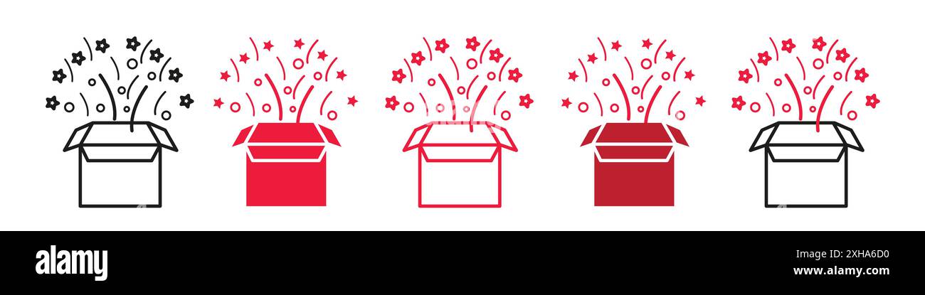 Magic box icon Vector symbol or sign set collection in black and white ...