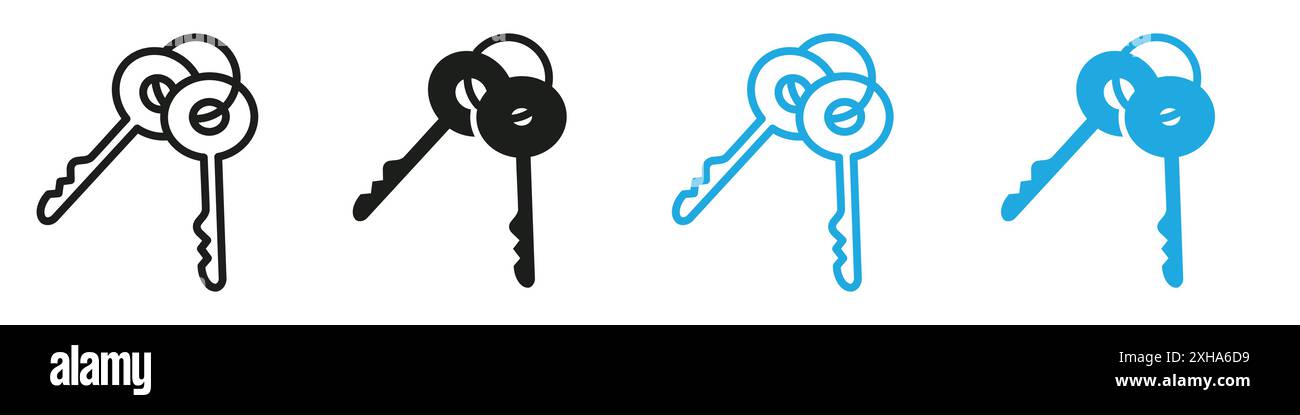 Keys icon Vector symbol or sign set collection in black and white ...
