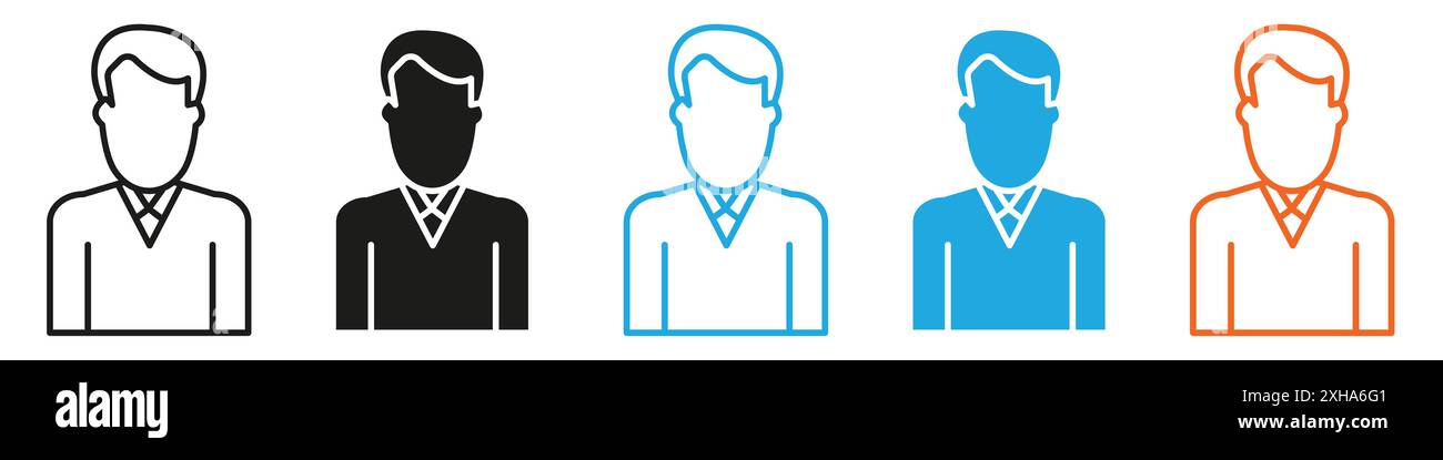 Manager icon Vector symbol or sign set collection in black and white ...