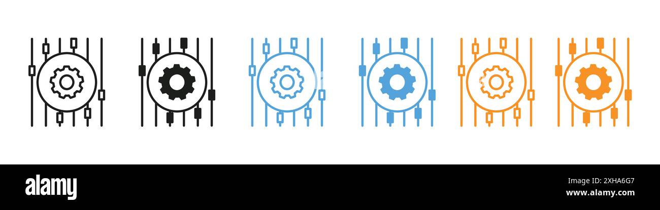 Mass customization icon Vector symbol or sign set collection in black and white outline Stock ...