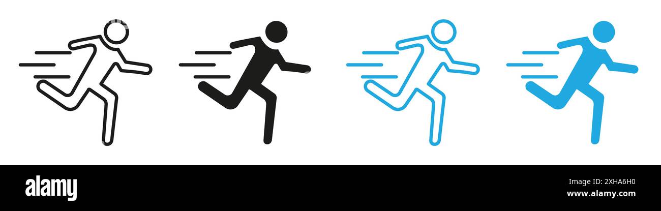 Man fast run icon Vector symbol or sign set collection in black and ...