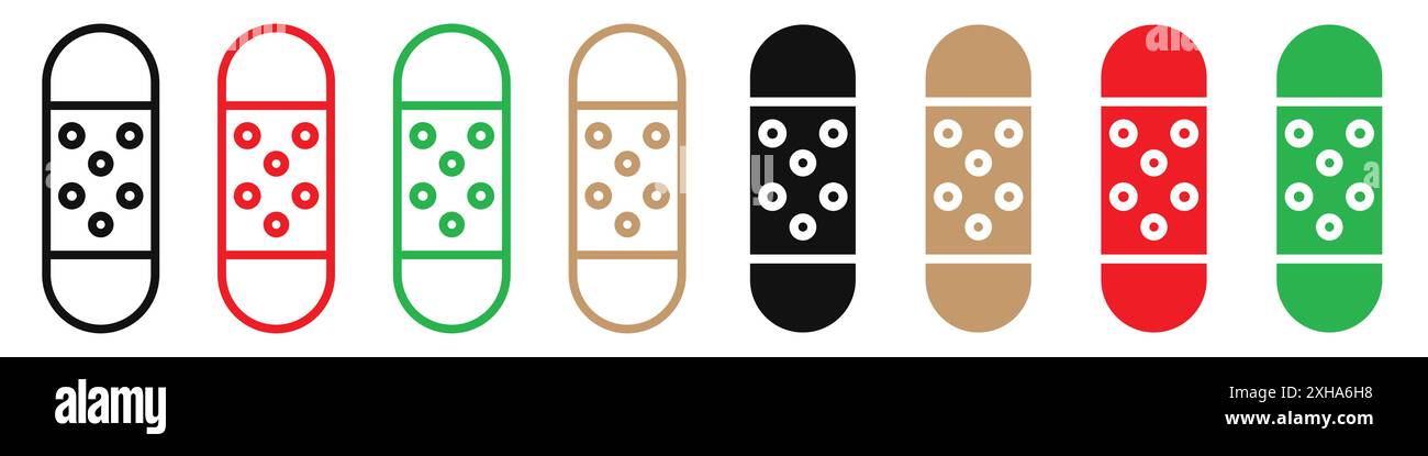 Medical patch icon Vector symbol or sign set collection in black and ...