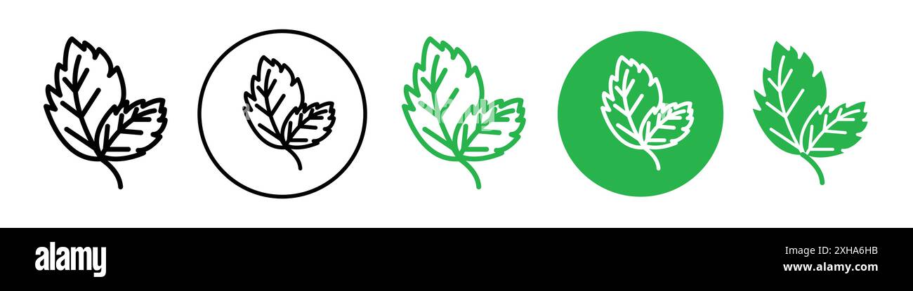 Mint essenced icon Vector symbol or sign set collection in black and ...