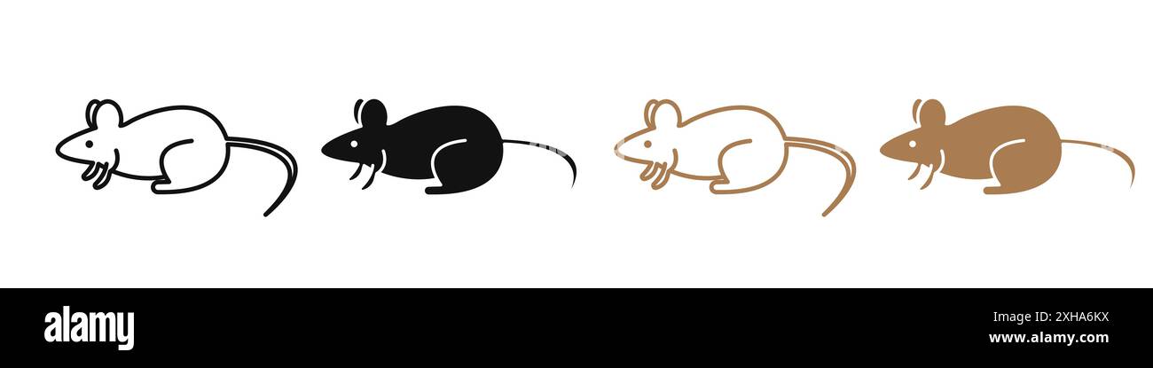 Mouse animal icon Vector symbol or sign set collection in black and ...