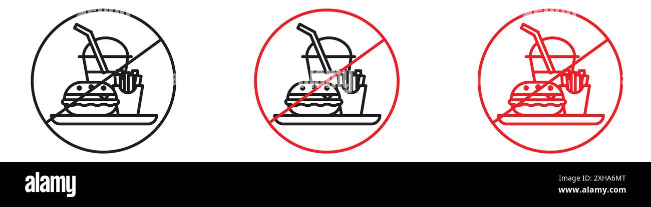 No food icon Vector symbol or sign set collection in black and white ...