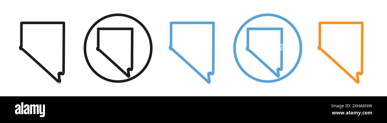 Nevada map icon Vector symbol or sign set collection in black and white ...