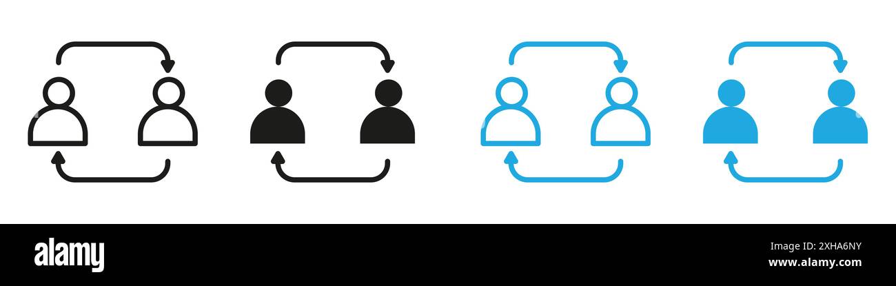 Peer to peer icon Vector symbol or sign set collection in black and ...