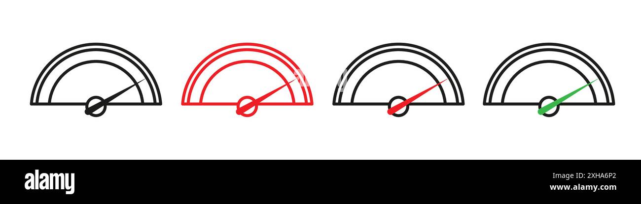 Performance indicator icon Vector symbol or sign set collection in black and white outline Stock ...