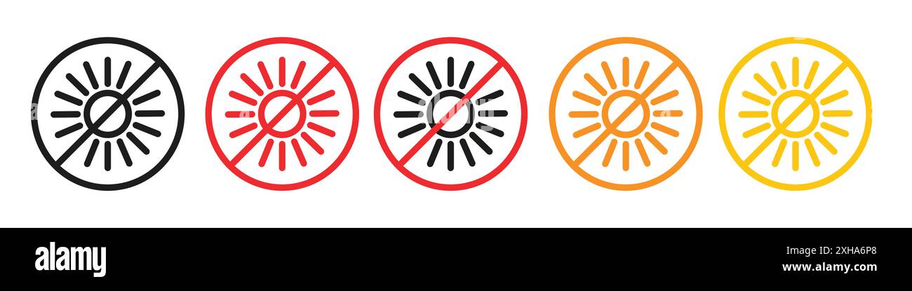 No sun icon Vector symbol or sign set collection in black and white ...
