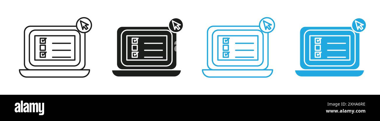 Online exam test icon Vector symbol or sign set collection in black and ...