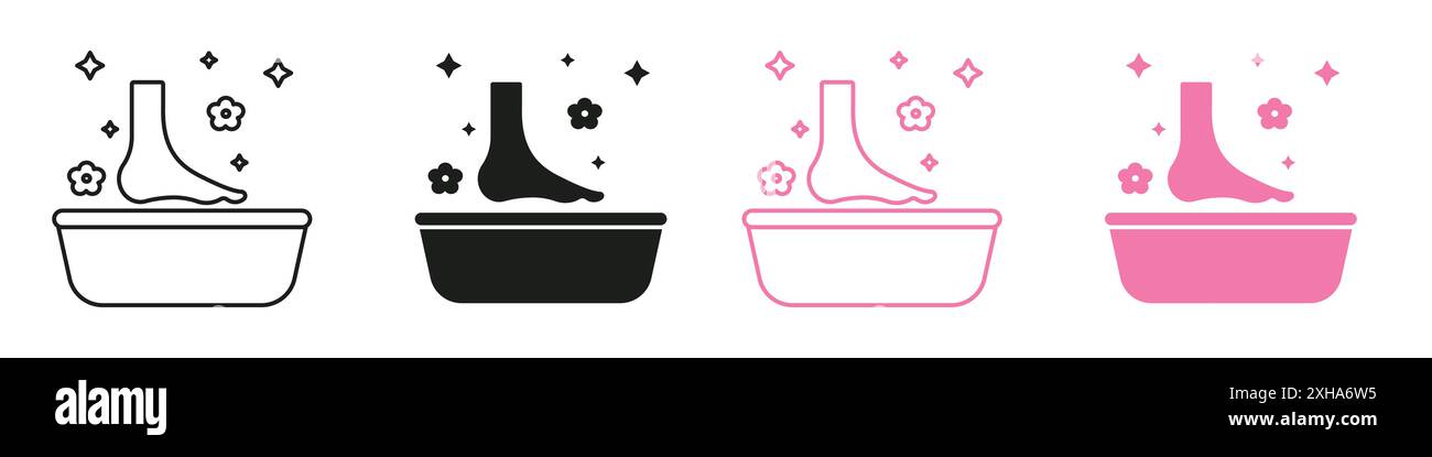 Pedicure icon Vector symbol or sign set collection in black and white ...