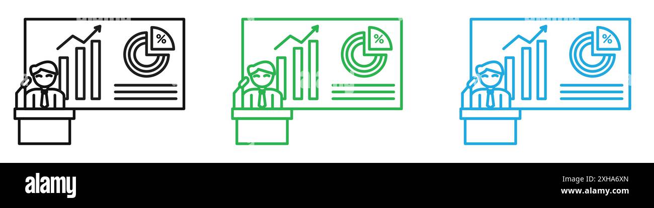 Presentation icon Vector symbol or sign set collection in black and ...