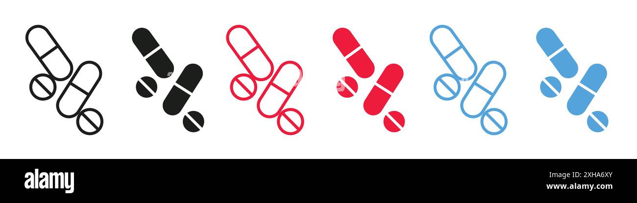 Painkiller icon Vector symbol or sign set collection in black and white ...