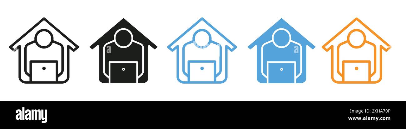Remote work from home icon Vector symbol or sign set collection in ...