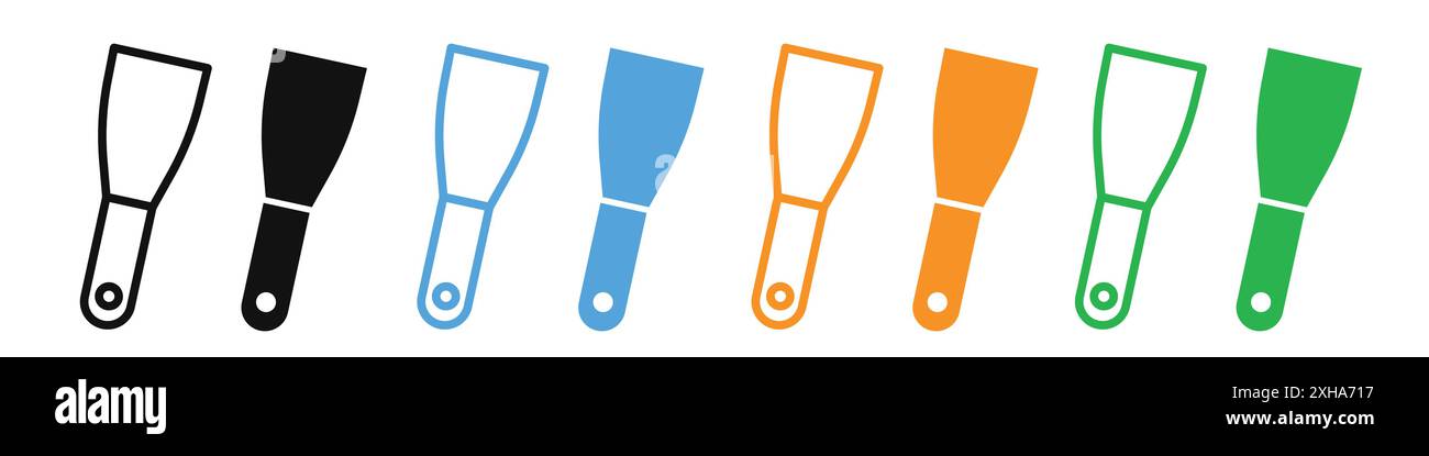 Putty knife icon Vector symbol or sign set collection in black and ...