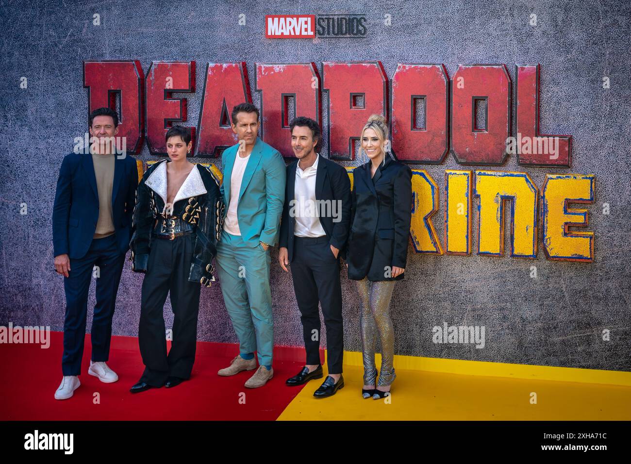London, UK. 11th July 2024. (L-R) Hugh Jackman, Emma Corrin, Ryan ...