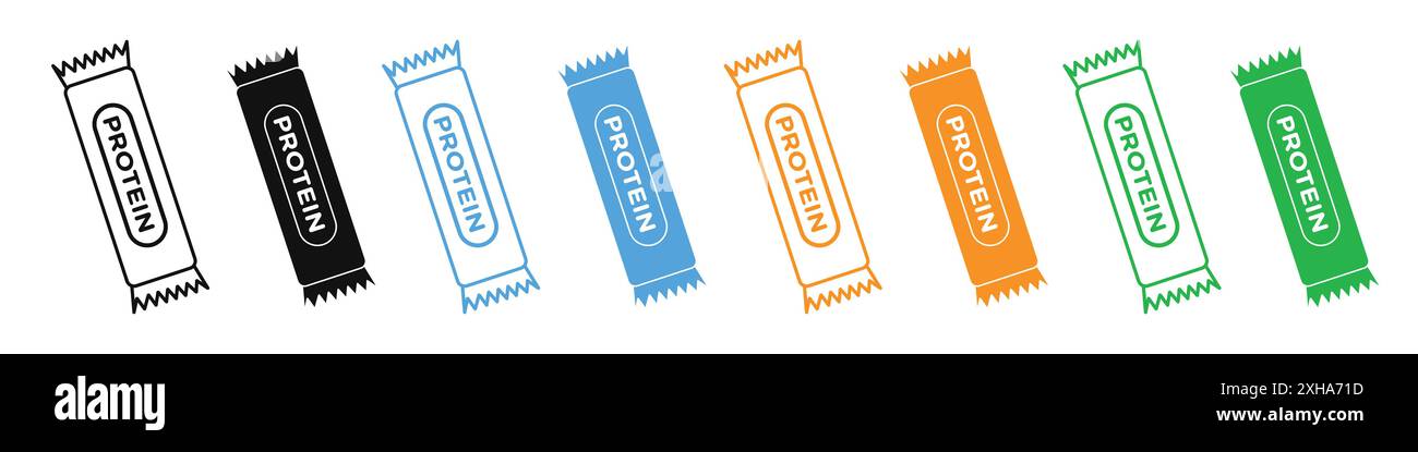 Protein bar icon Vector symbol or sign set collection in black and ...