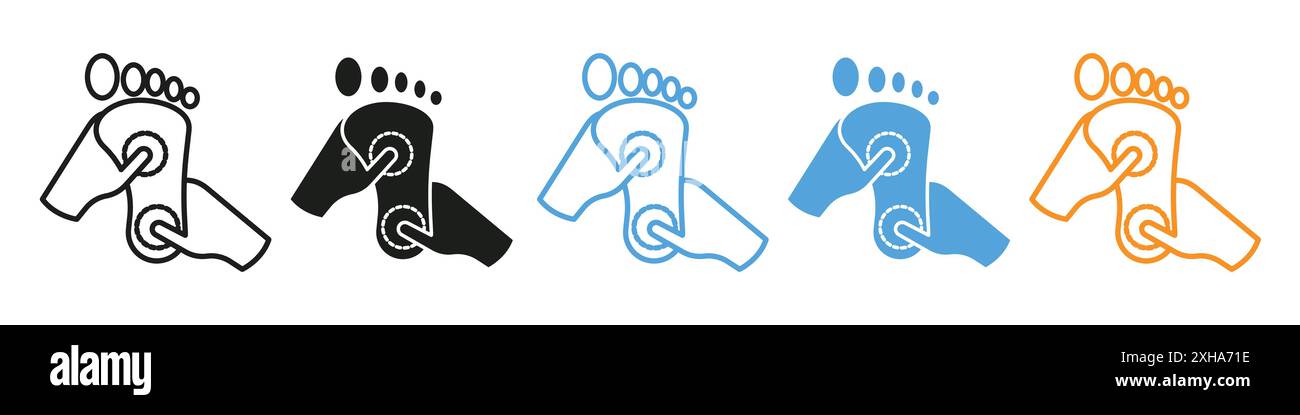 Reflexology foot massage icon Vector symbol or sign set collection in ...