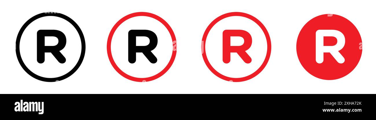 Registered trademark symbol Vector symbol or sign set collection in ...