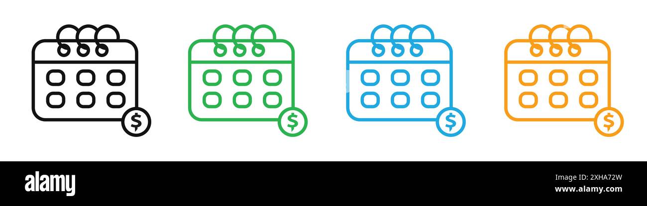 Salary day icon Vector symbol or sign set collection in black and white ...