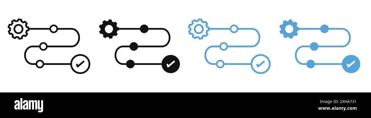 Sequential process icon Vector symbol or sign set collection in black ...