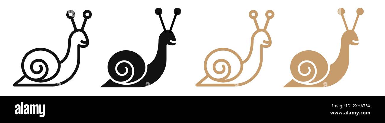 Snail icon Vector symbol or sign set collection in black and white ...