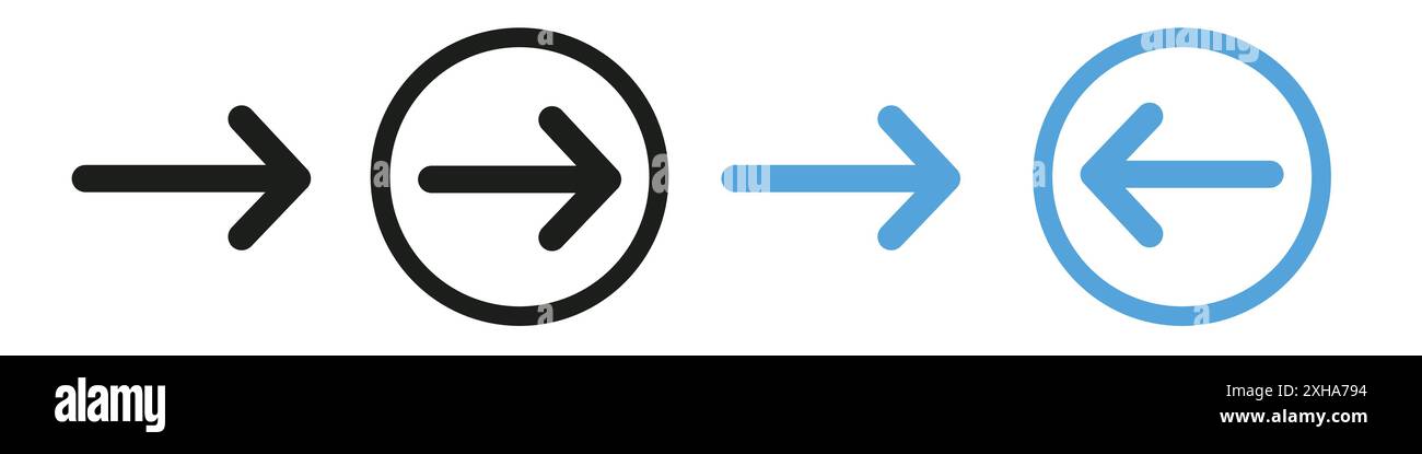 Right arrow icon Vector symbol or sign set collection in black and ...