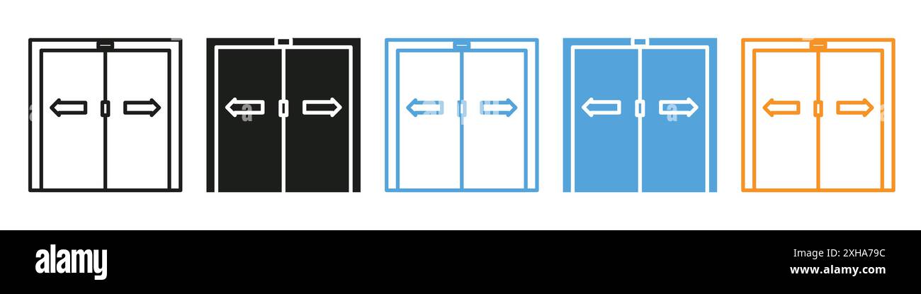 Sliding door icon Vector symbol or sign set collection in black and ...