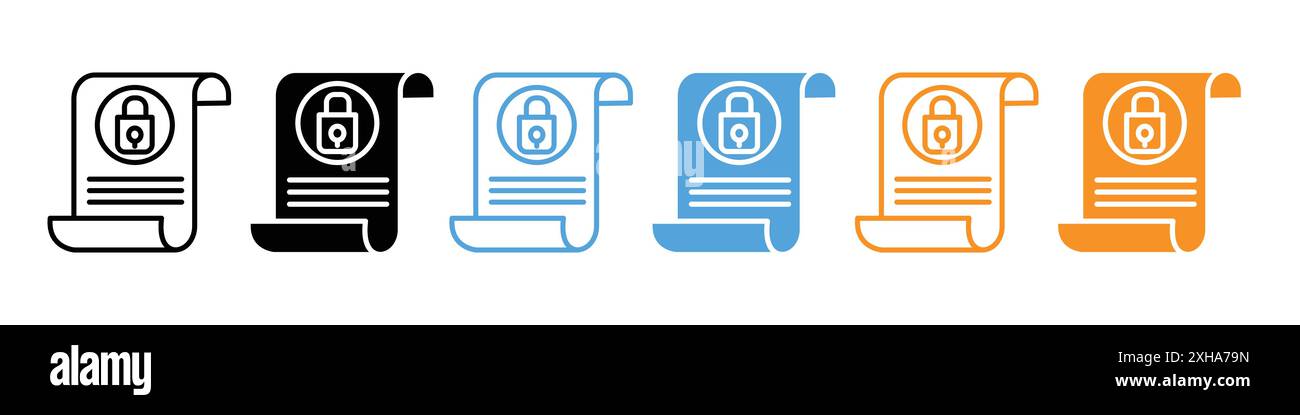 Security policy icon Vector symbol or sign set collection in black and ...