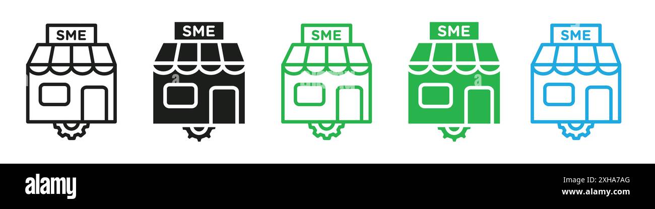 SME icon Vector symbol or sign set collection in black and white ...