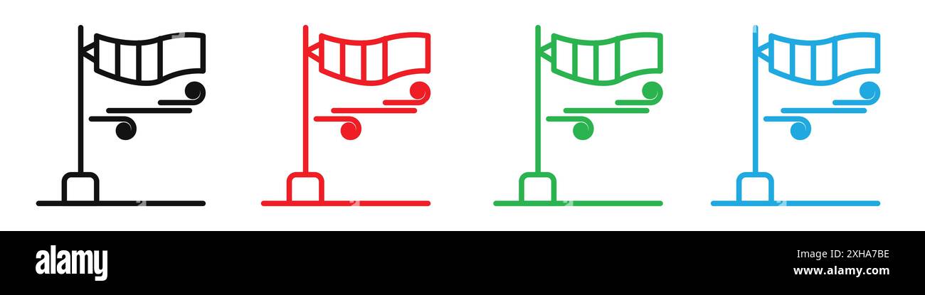 Strong breeze flag up icon Vector symbol or sign set collection in ...