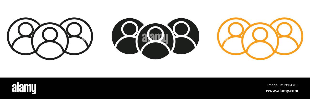 Team icon Vector symbol or sign set collection in black and white ...