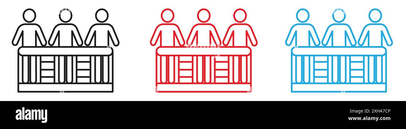 Trial by jury icon Vector symbol or sign set collection in black and ...