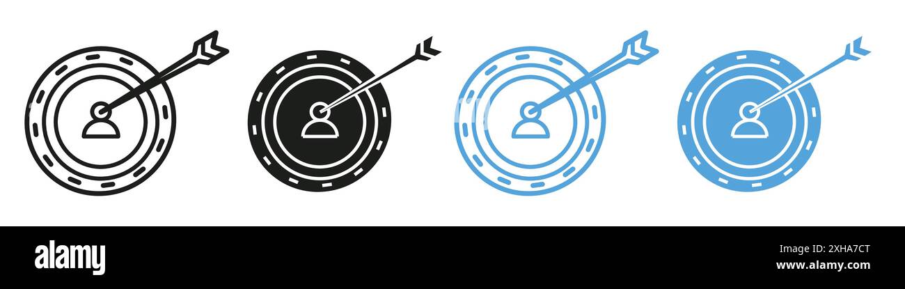 Target market icon Vector symbol or sign set collection in black and ...