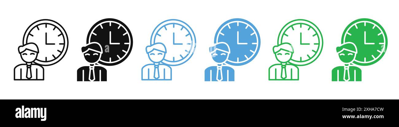 Time management icon Vector symbol or sign set collection in black and ...