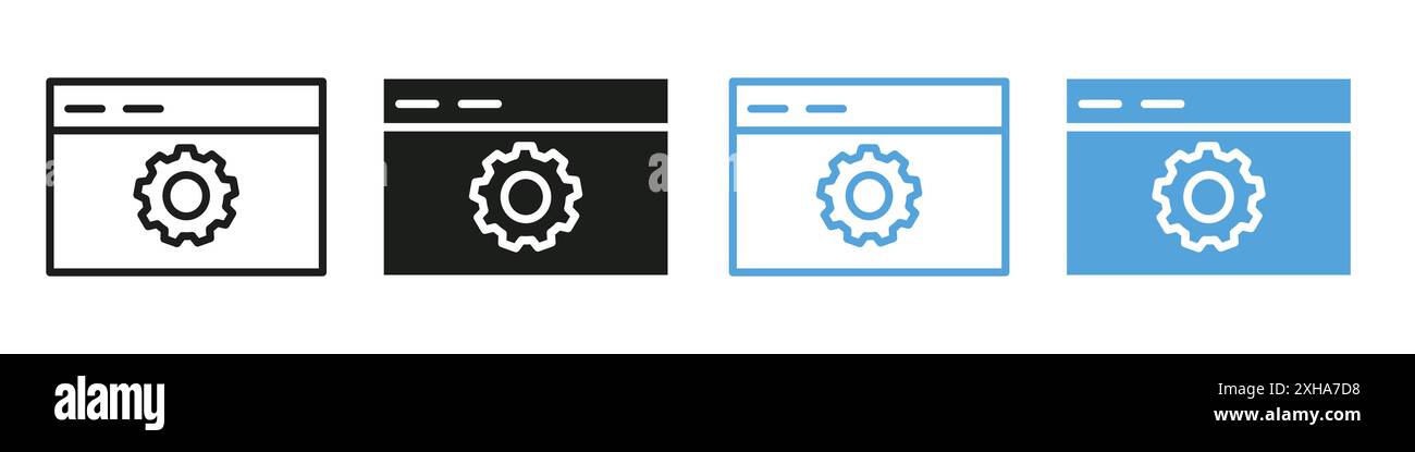 Technical icon Vector symbol or sign set collection in black and white ...