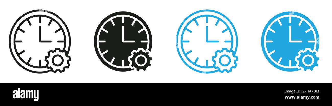 Time management icon Vector symbol or sign set collection in black and ...