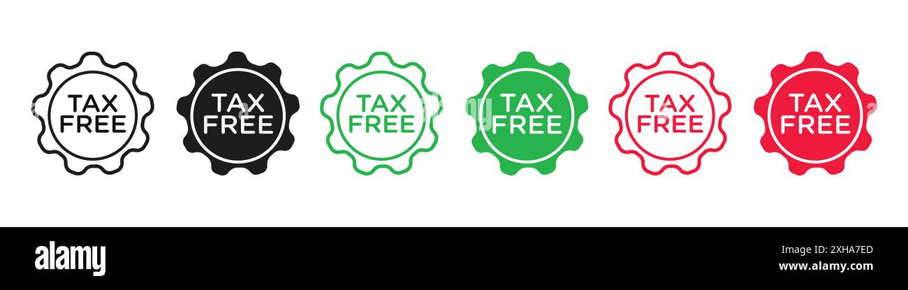 Tax free icon Vector symbol or sign set collection in black and white ...