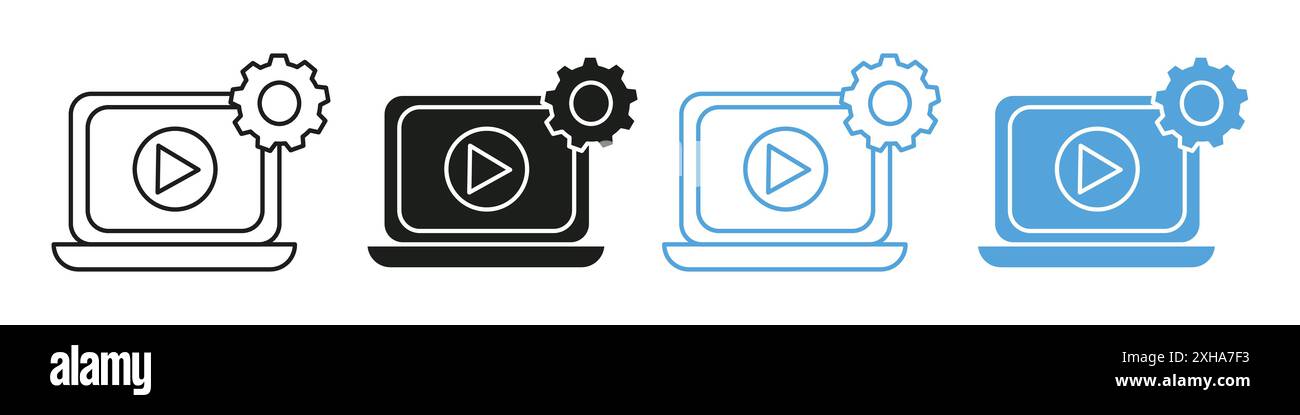 Tutorials icon Vector symbol or sign set collection in black and white outline Stock Vector ...