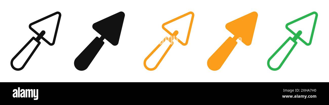 Trowel icon Vector symbol or sign set collection in black and white ...