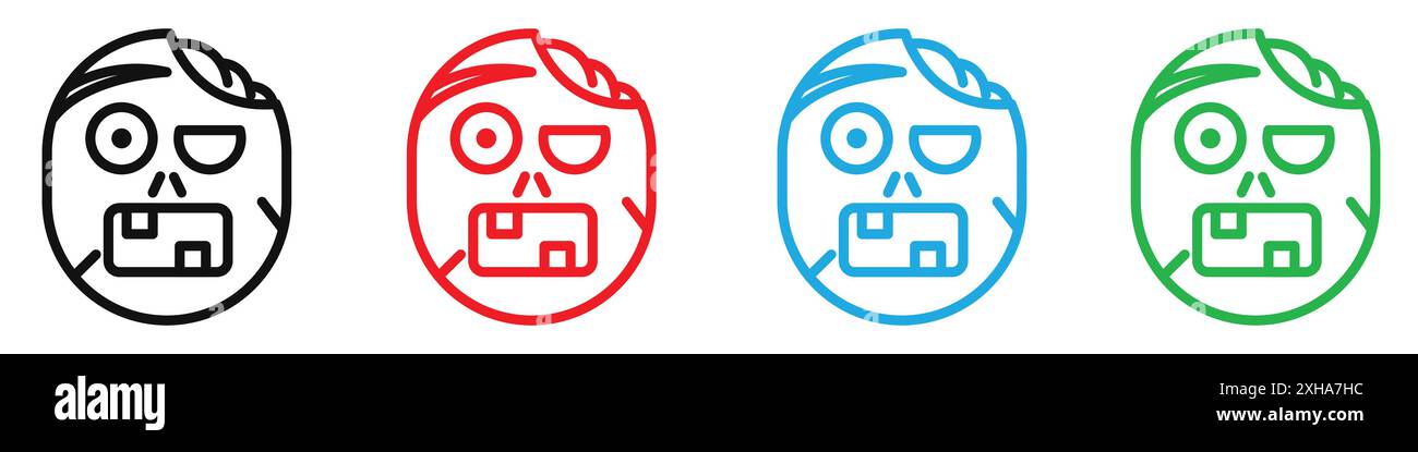 Zombie icon Vector symbol or sign set collection in black and white ...