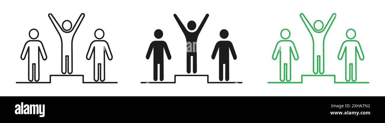 Winner icon Vector symbol or sign set collection in black and white ...