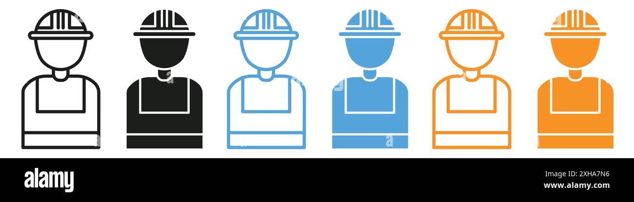 Worker icon Vector symbol or sign set collection in black and white ...
