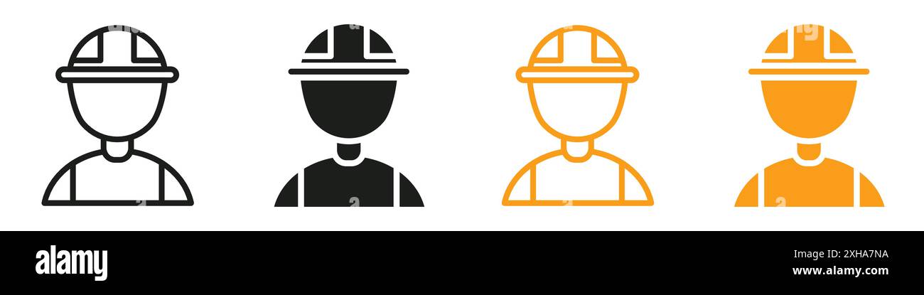 Worker icon Vector symbol or sign set collection in black and white ...