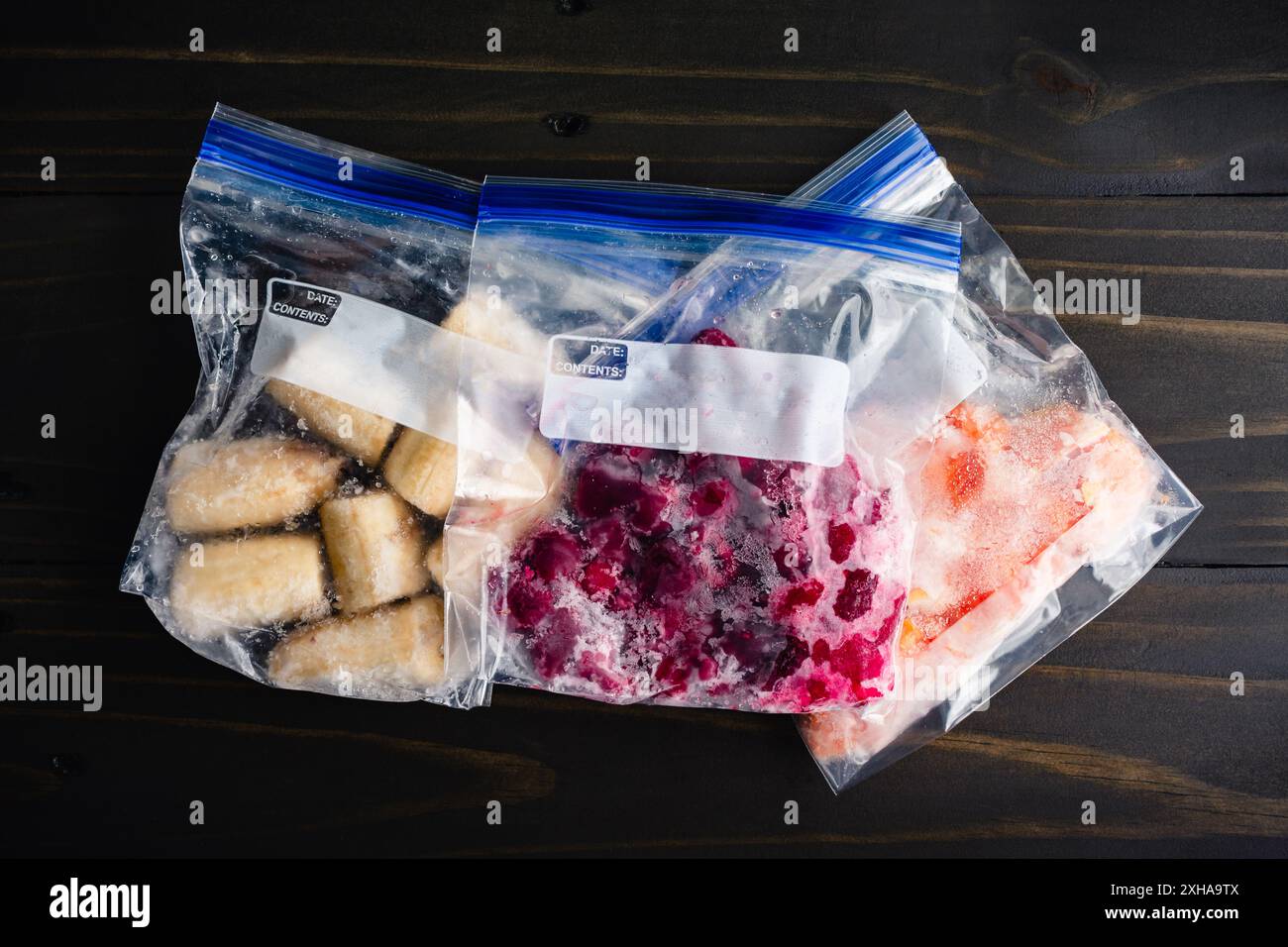 Bags of Portioned Frozen Fruit with Blank Labels: Frozen bananas ...