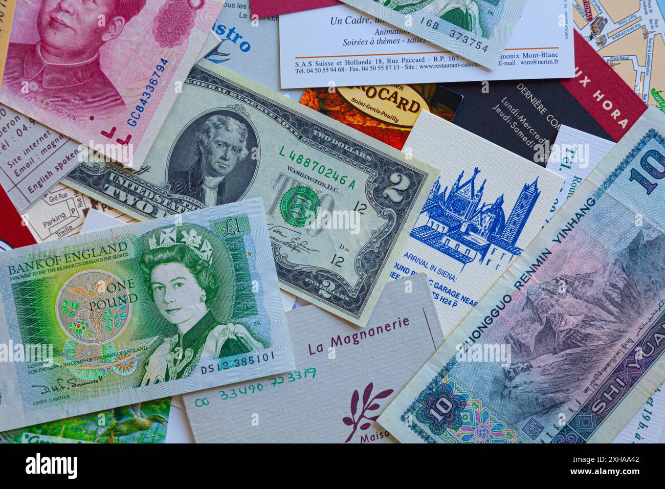 European hotel and restaurant business cards Stock Photo - Alamy